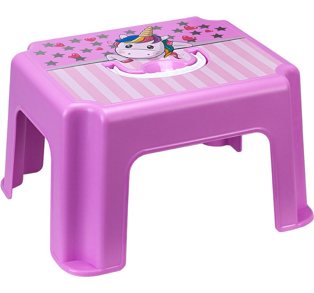 Табурет детский 'Веселые картинки' с ручкой, цвет Единорог, 31х26х19см