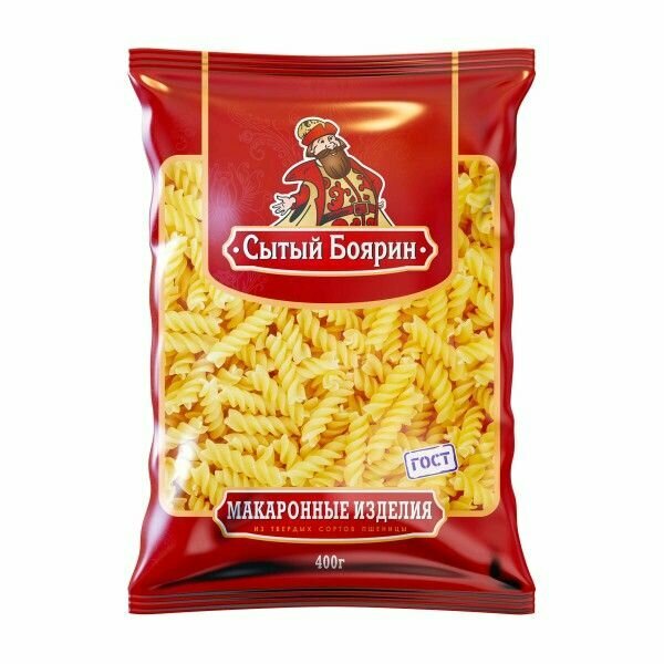 Макароны Спиральки фигурные Сытый боярин 400г 4шт