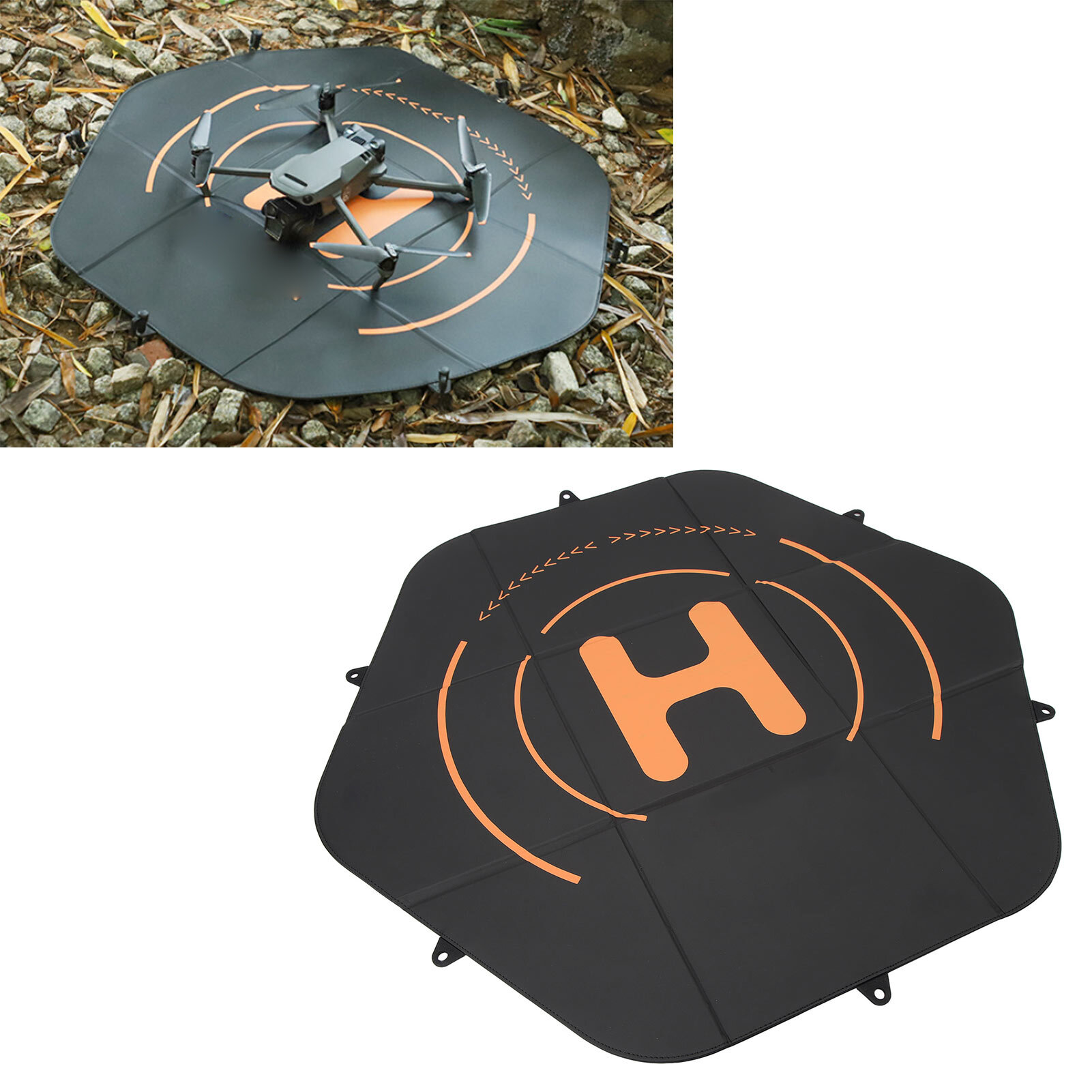 Посадочная площадка для дрона, 80 см, кожаный силиконовый двусторонний водонепроницаемый шестигранный быстроскладной защитный коврик для посадки дрона для Mavic 3 Pro, черный