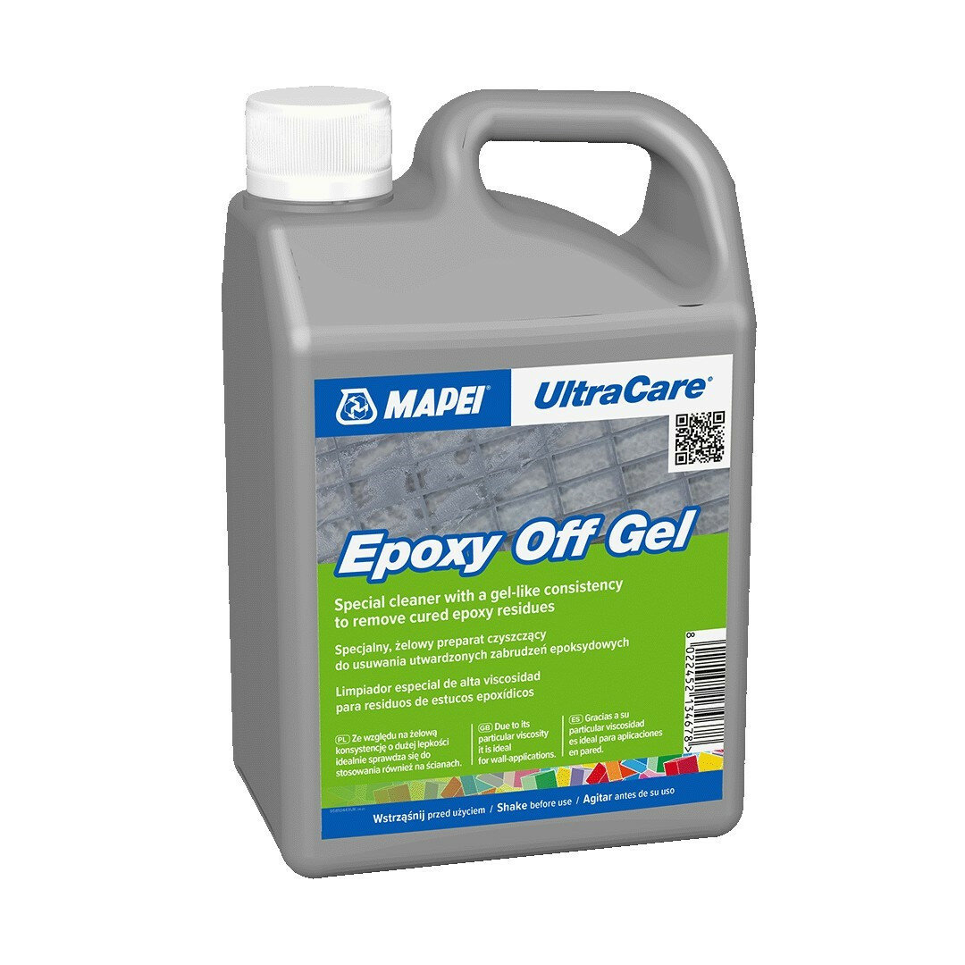 Гель для удаления эпоксидной затирки Mapei Ultracare Epoxy Off Gel, 1 л Густое средство для очистки керамической плитки, керамогранита и камня от эпоксидной смолы / фуги на стене и полу