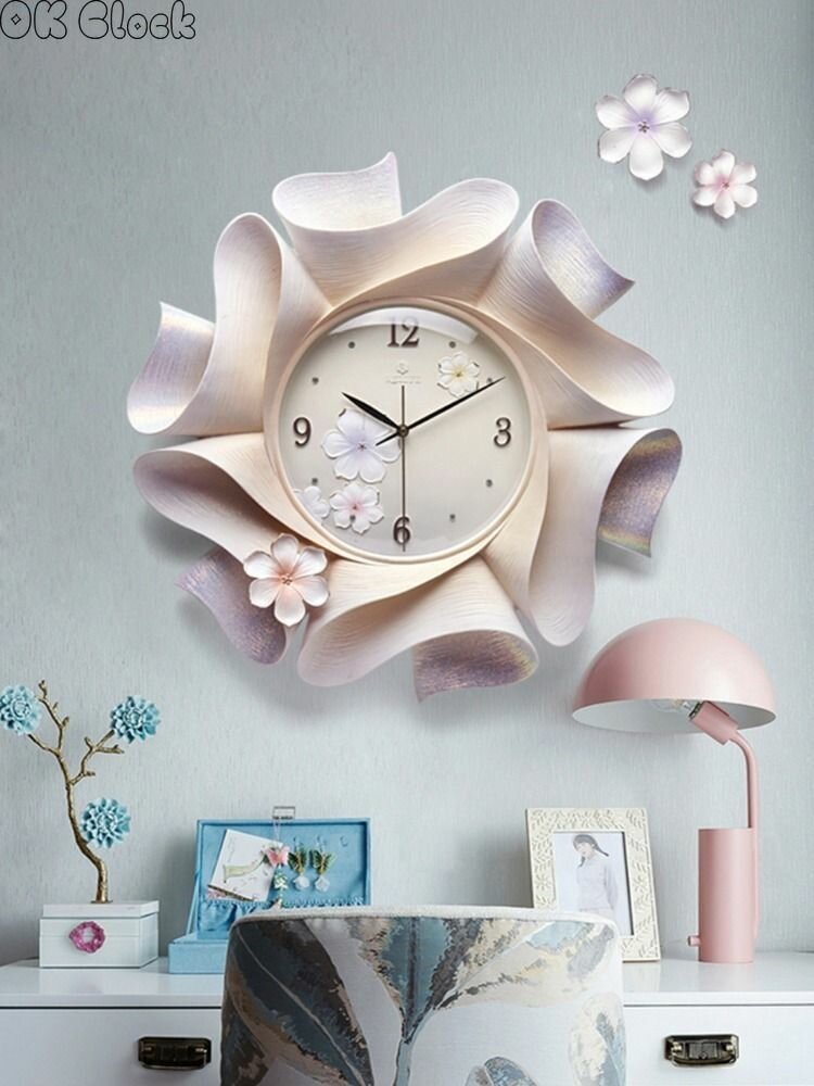 Трехмерные декоративные настенные часы с цветками