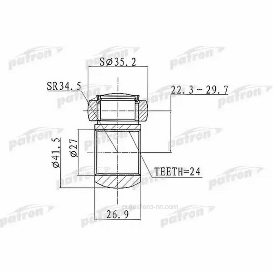 PATRON PTD004 Трипод [Z:24, D:35.5mm] Fiat: Punto 1.3/1.9JTD/Stilo 03>, Lancia: Ypsilon 95>