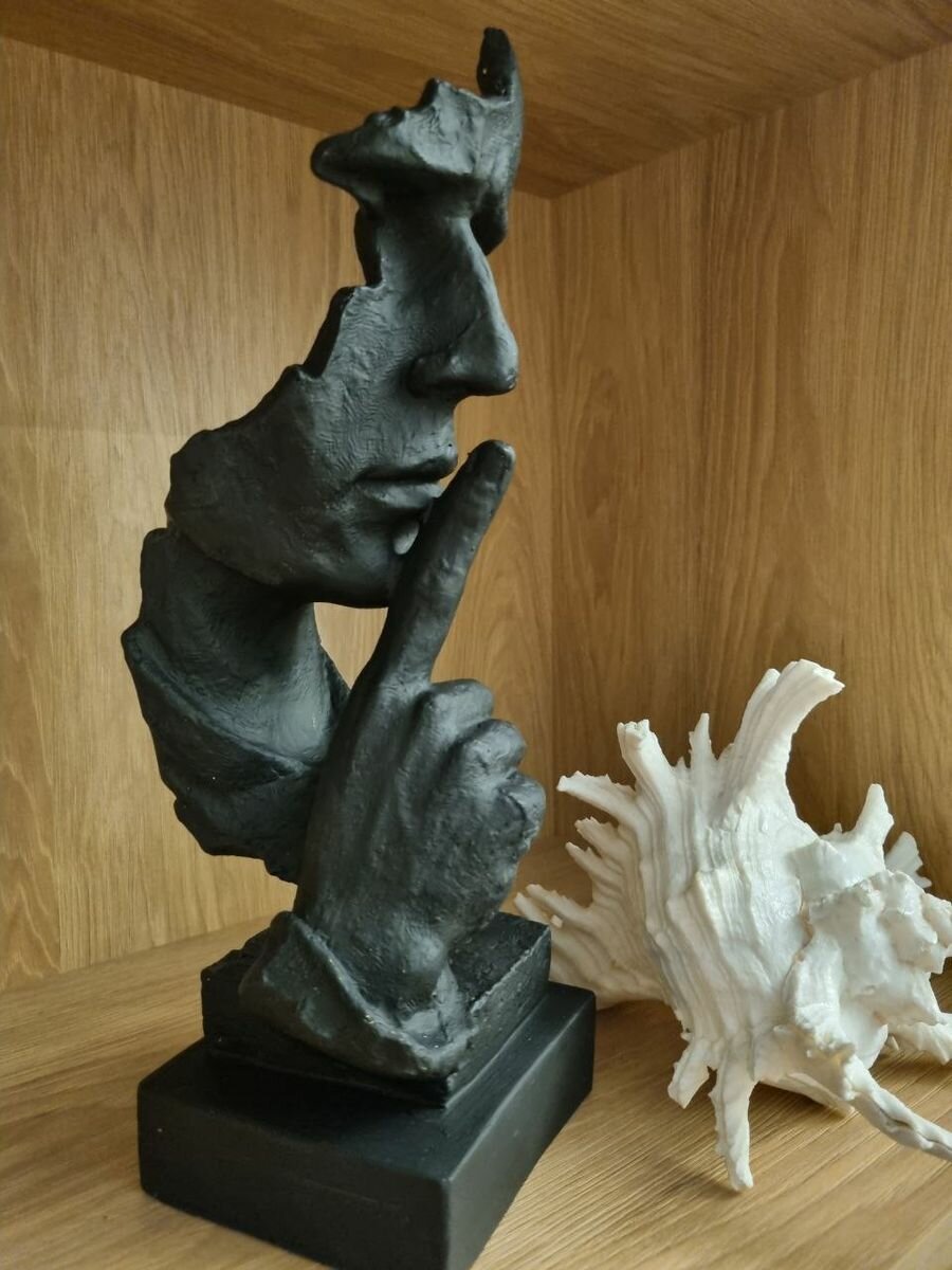 Гипсовая статуэтка, фигура для дома и интерьера, лицо Тишина