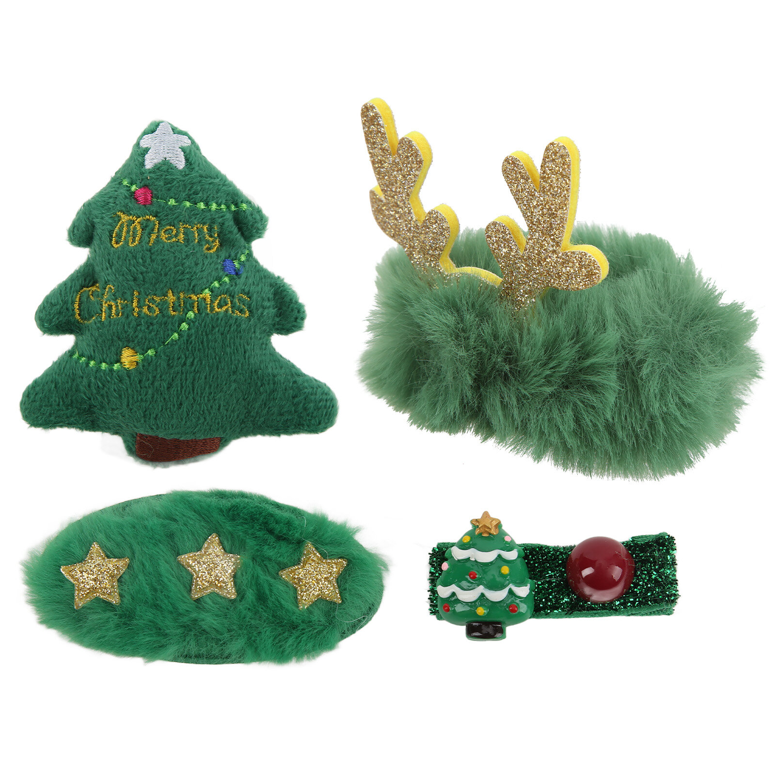 Рождественская заколка для волос, милая зеленая изысканная заколка с брошью и резинкой BB для украшения, подарок.