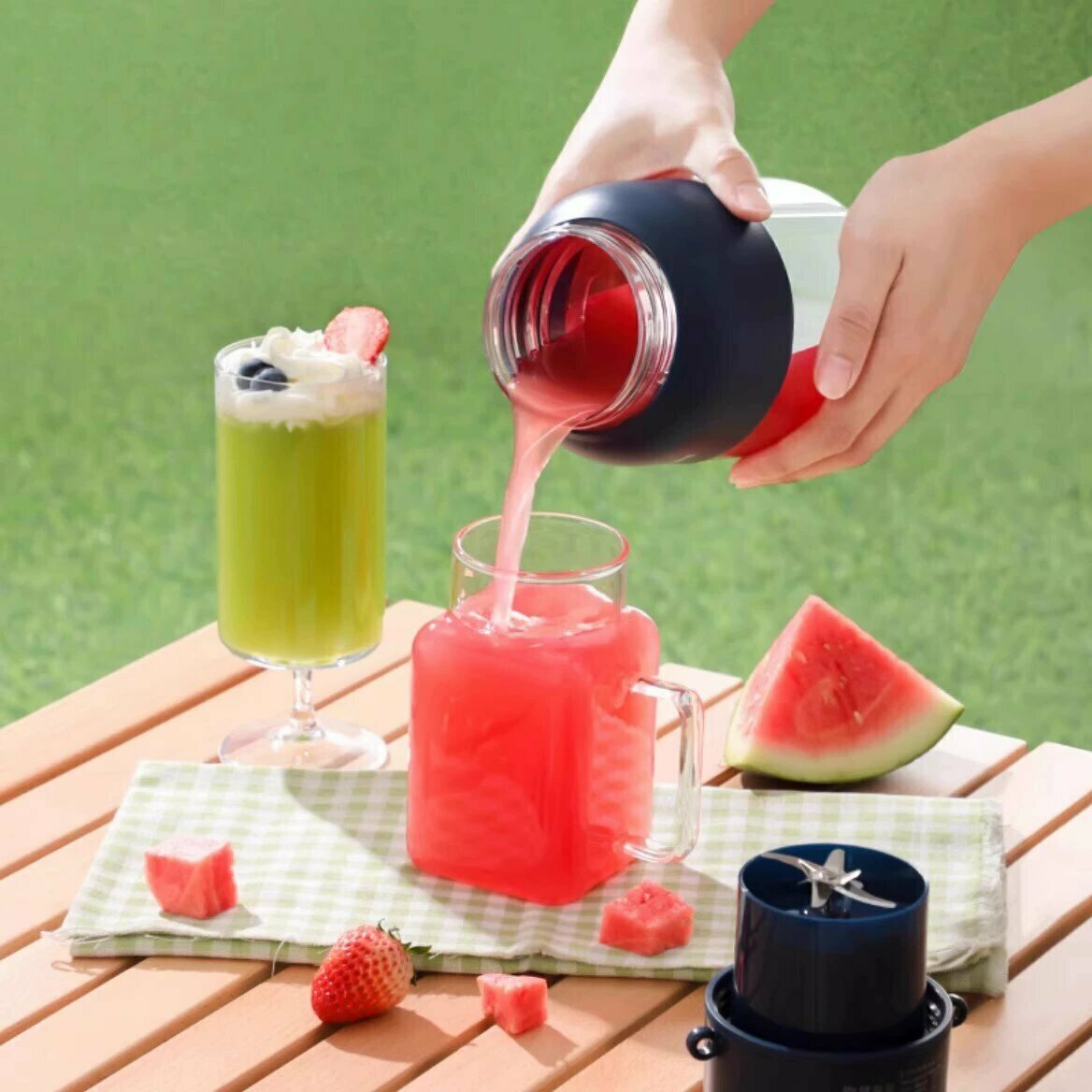 Соковыжималка портативная 1100 мл беспроводная | Для льда, фруктов и овощных соков