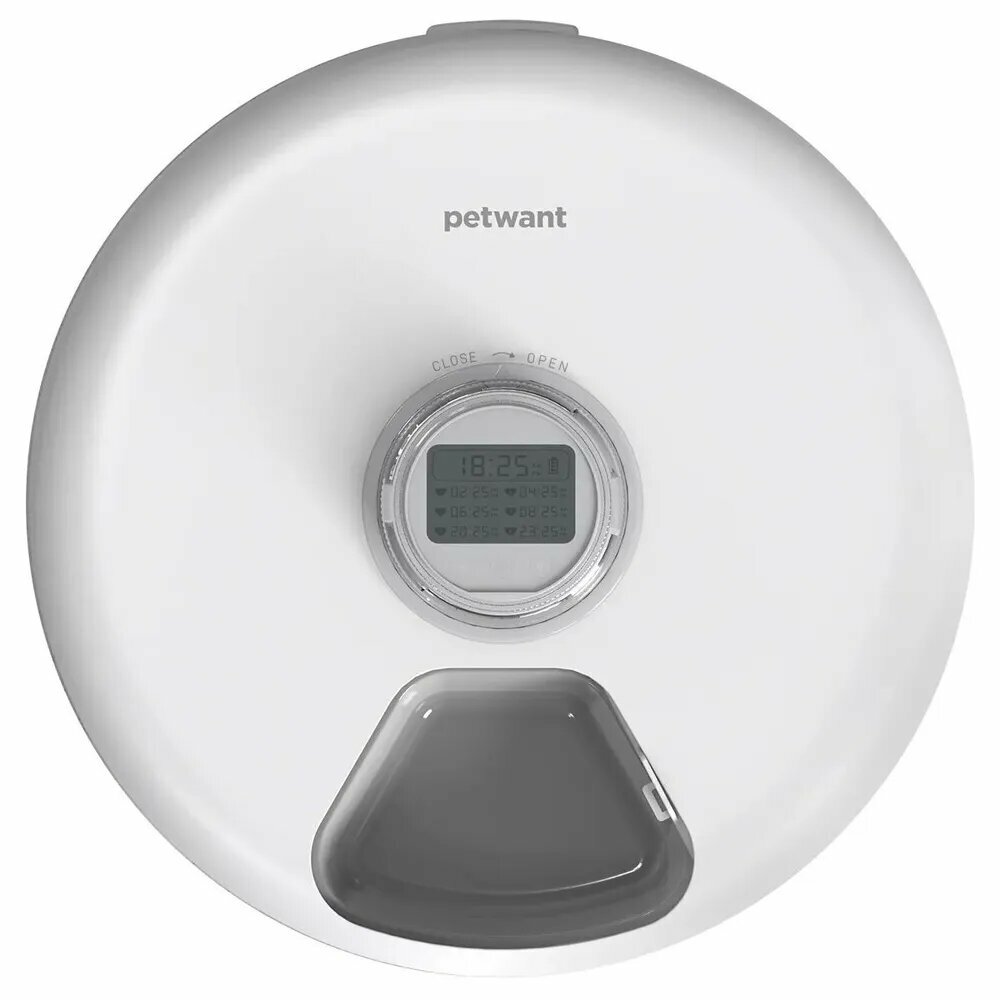 Автокормушка Petwant F19-L 6 секций, ж/к дисплей, с охлаждением, для сухого и влажного корма, белая