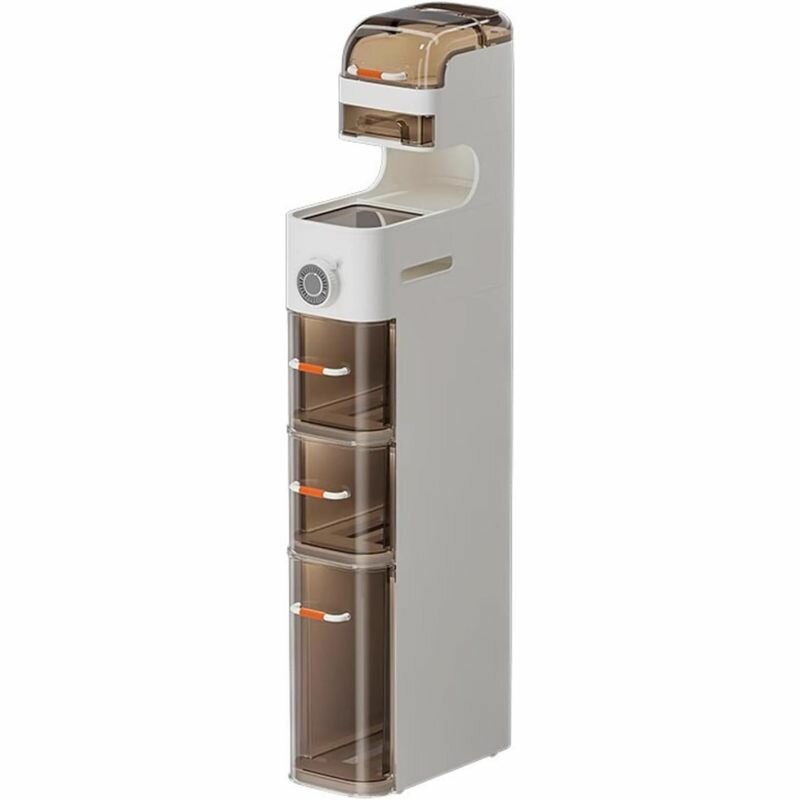 Этот белый комод на колёсах с подсветкой под зеркалом идеально подойдёт в спальню.