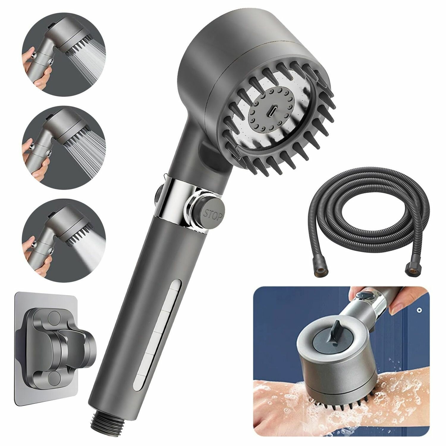 Многофункциональный душ с 3 режимами фильтрации, насадкой и шлангом, ПП-волокно, 2023