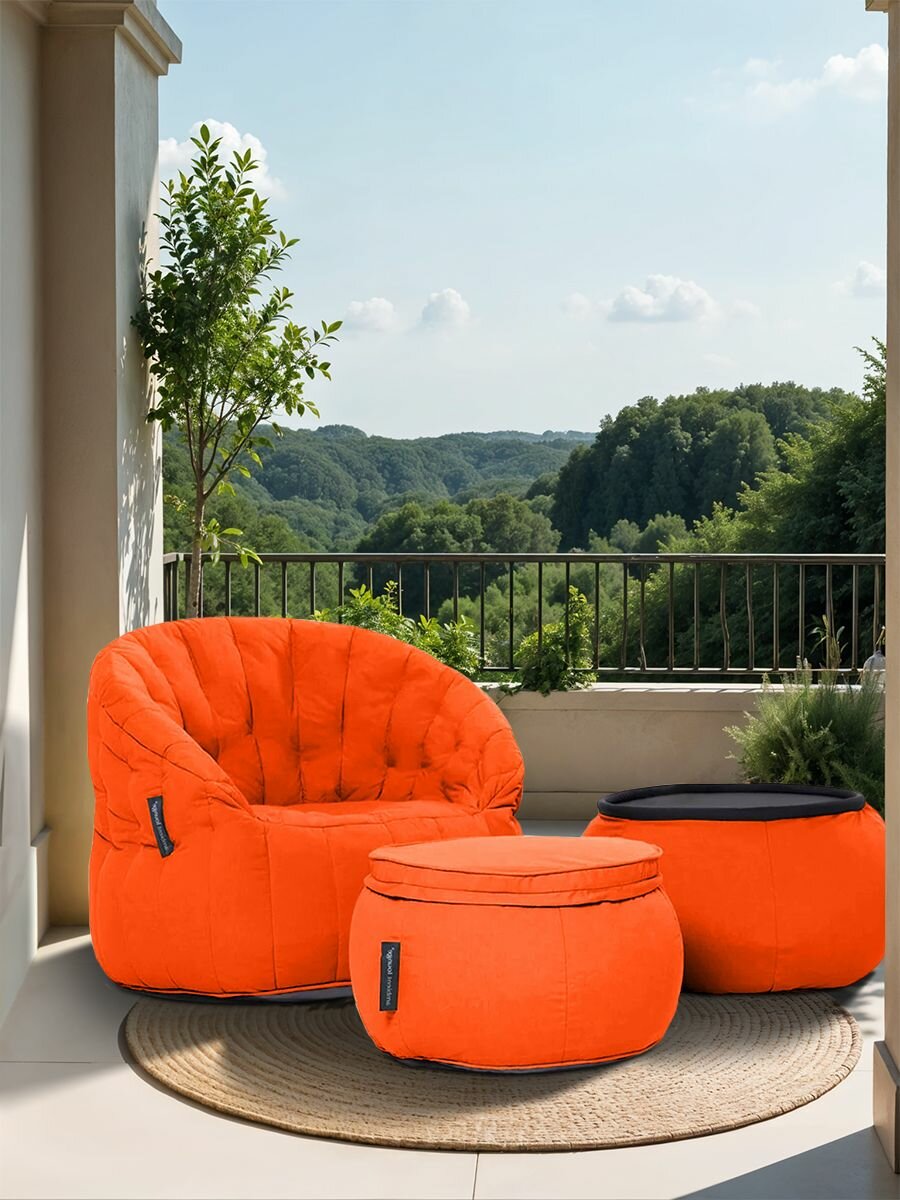 Кресло со столиком для дачи Contempo Package - Desert Sunset (олефин, оранжевый) - садовая мягкая мебель для отдыха и релакса