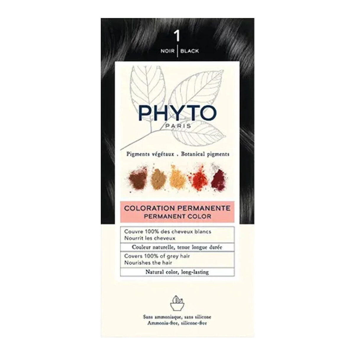 Краска для волос PHYTO Color 1, черный, кремовая текстура, 60мл