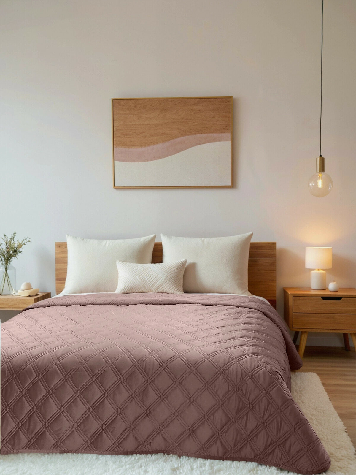 Покрывало на кровать 220х240 Cleo стеганое бархатное однотонное евро на диван велюр