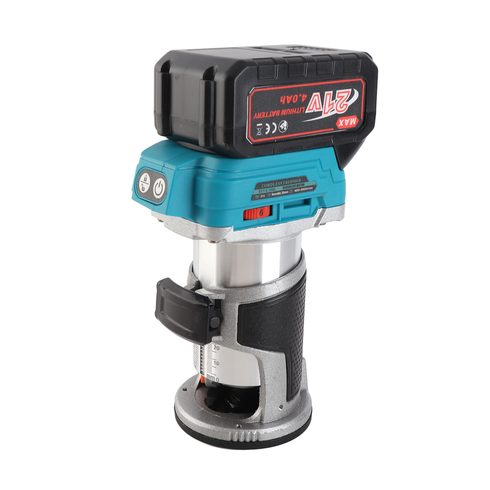 Инструмент для фрезерования по дереву Электрический торцовочный фрезер 6 регулируемых скоростей для деревообработки Компактный фрезер с фрезой Аккумуляторы 4.0 Ач