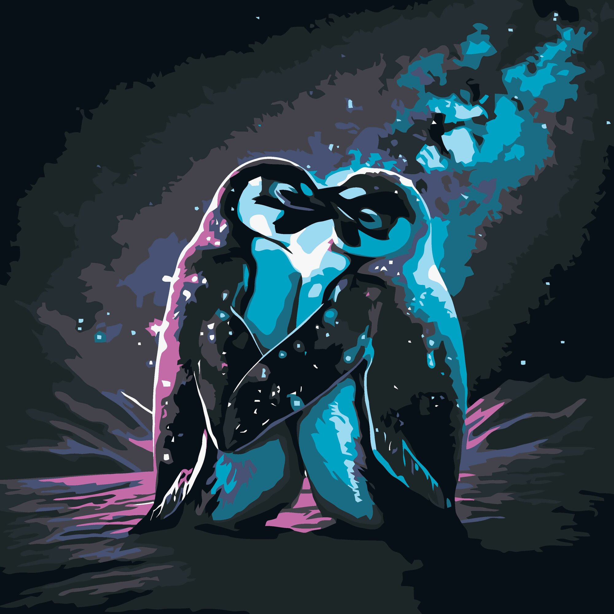 Детская картина по номерам E3400 "Пингвины" 30x30