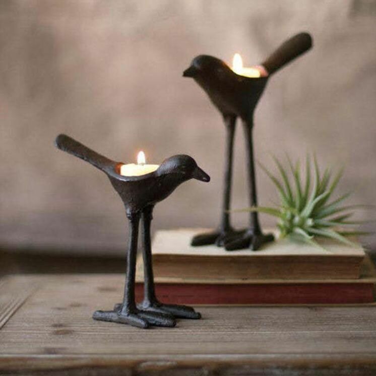 Чугунный подсвечник Birdy в виде птички для украшения интерьера и хранения украшений, устойчивый и стильный