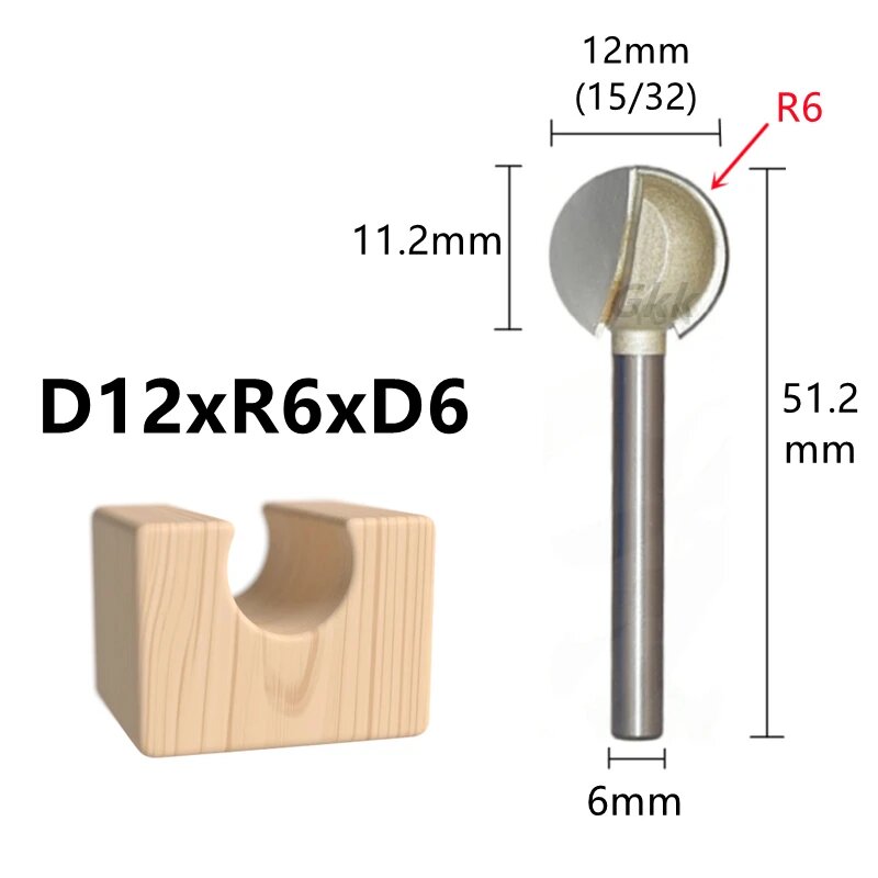 Шарик, круглая резьба по дереву, шаровая фреза, деревообрабатывающая фреза с ЧПУ, 3 мм, 6 мм, хвостовик, леденец, фреза по дереву R2-R11