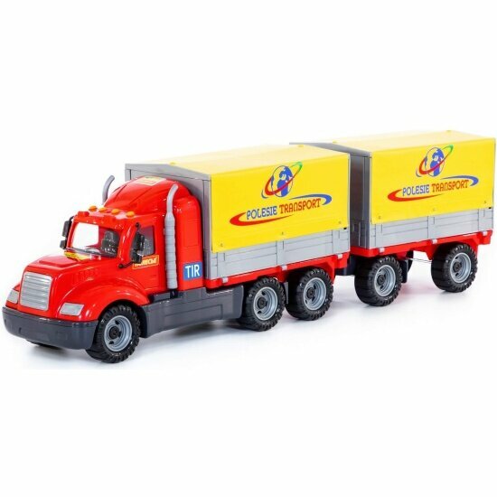 Игрушка Полесье 55576 Майк, автомобиль бортовой тентовый с прицепом