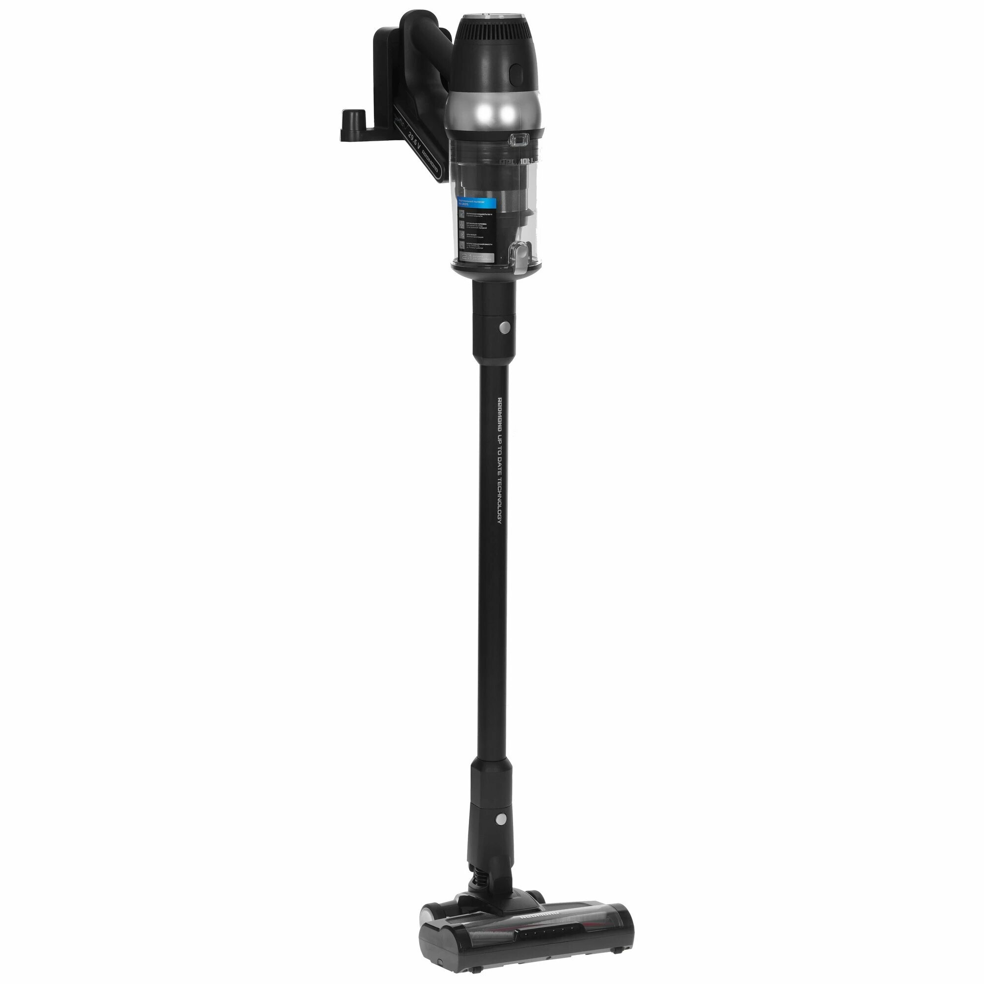 Пылесос вертикальный редмонд RV-UR375, черный (питание - от аккумулятора, 550 Вт, уборка: сухая, пылесборник - 0.6 л)