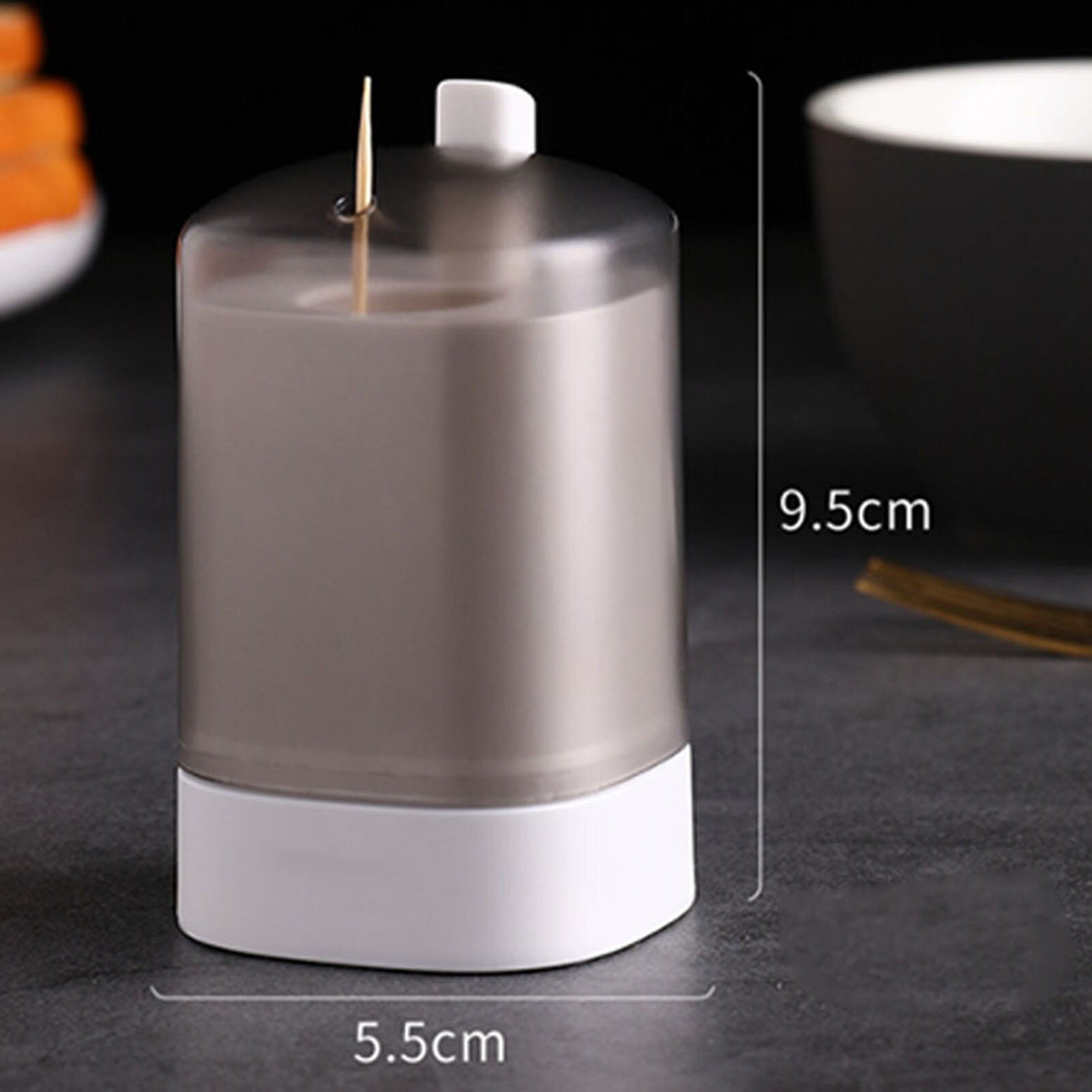 Автоматическая коробка для зубочисток, автоматическая выдвижная, съемная бутылка, прозрачное окошко, коробка для хранения зубочисток для домашнего ресторана, бежевый