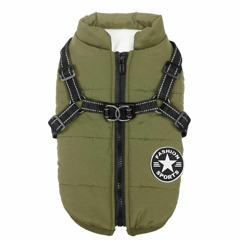 Одежда для животных, Зимняя куртка для собак, водонепроницаемая теплая, Пальто для собак со встроенной упряжью