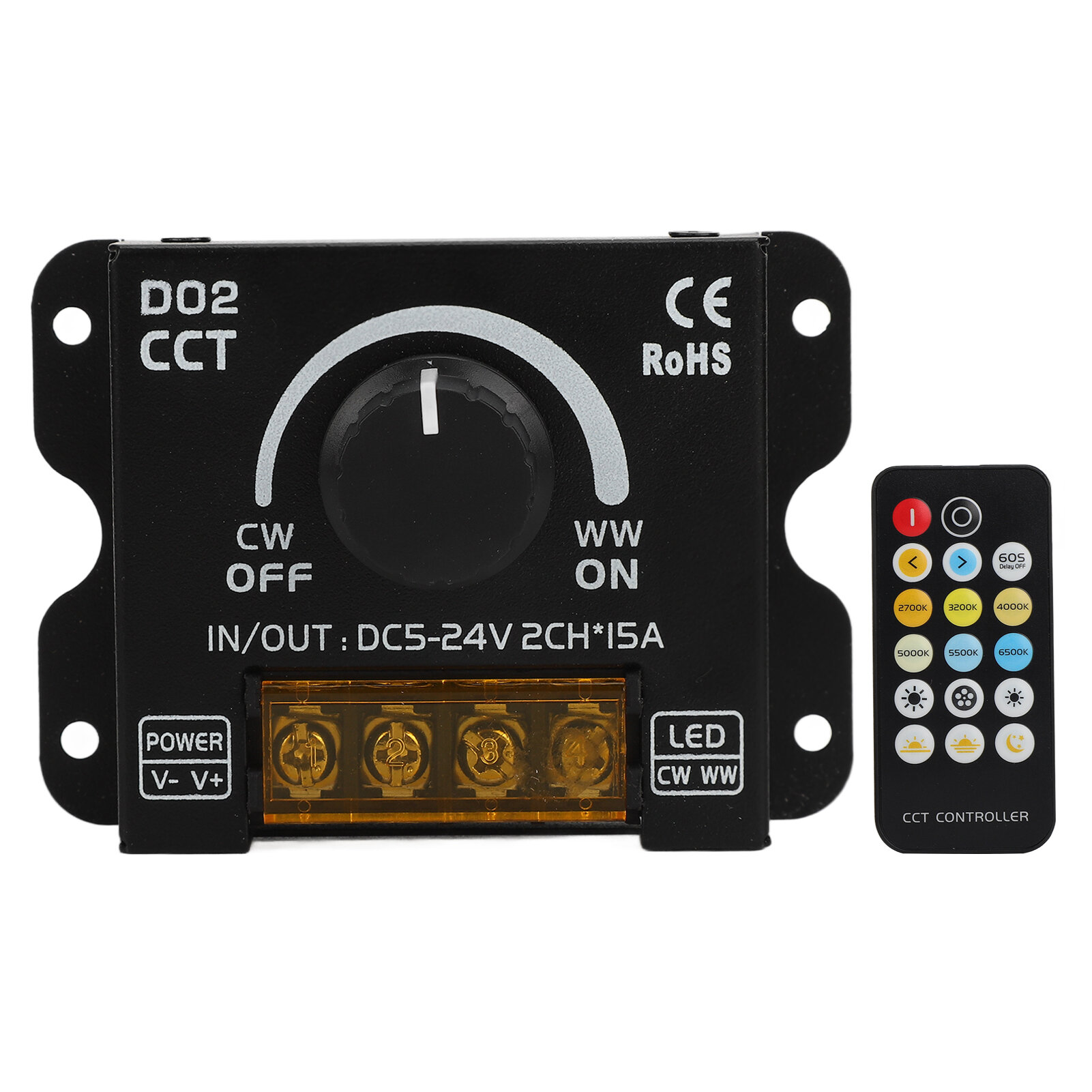 Светодиодный диммер, 2-канальный энкодер на 360 градусов, ручка цветовой температуры, светодиодная лента, диммер с дистанционным управлением, 5 В — 24 В постоянного тока