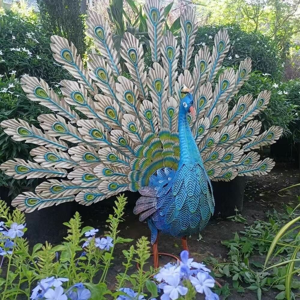 Металлическая садовая статуя <Павлин>, украшения для патио