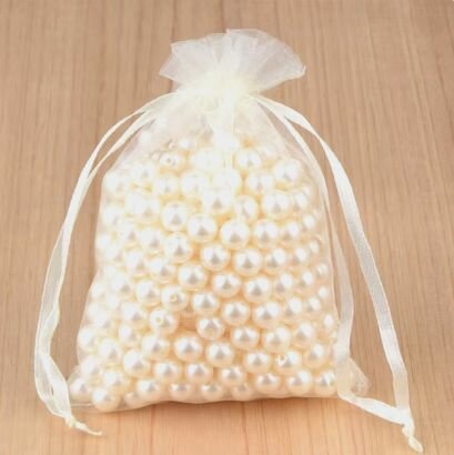 Мешочки подарочные из органзы 9*12 см, набор 25 шт, цвет молочный