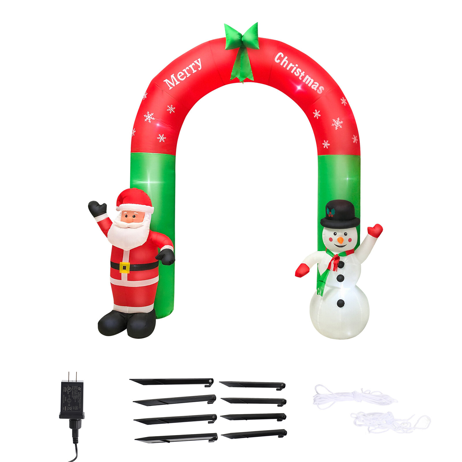 8FT Xmas Inflatable Archway Snowman Arch Yard Decoration Holiday Home Decorations LED Lights Outdoors Ornaments New Year Party Shop Garden Decor