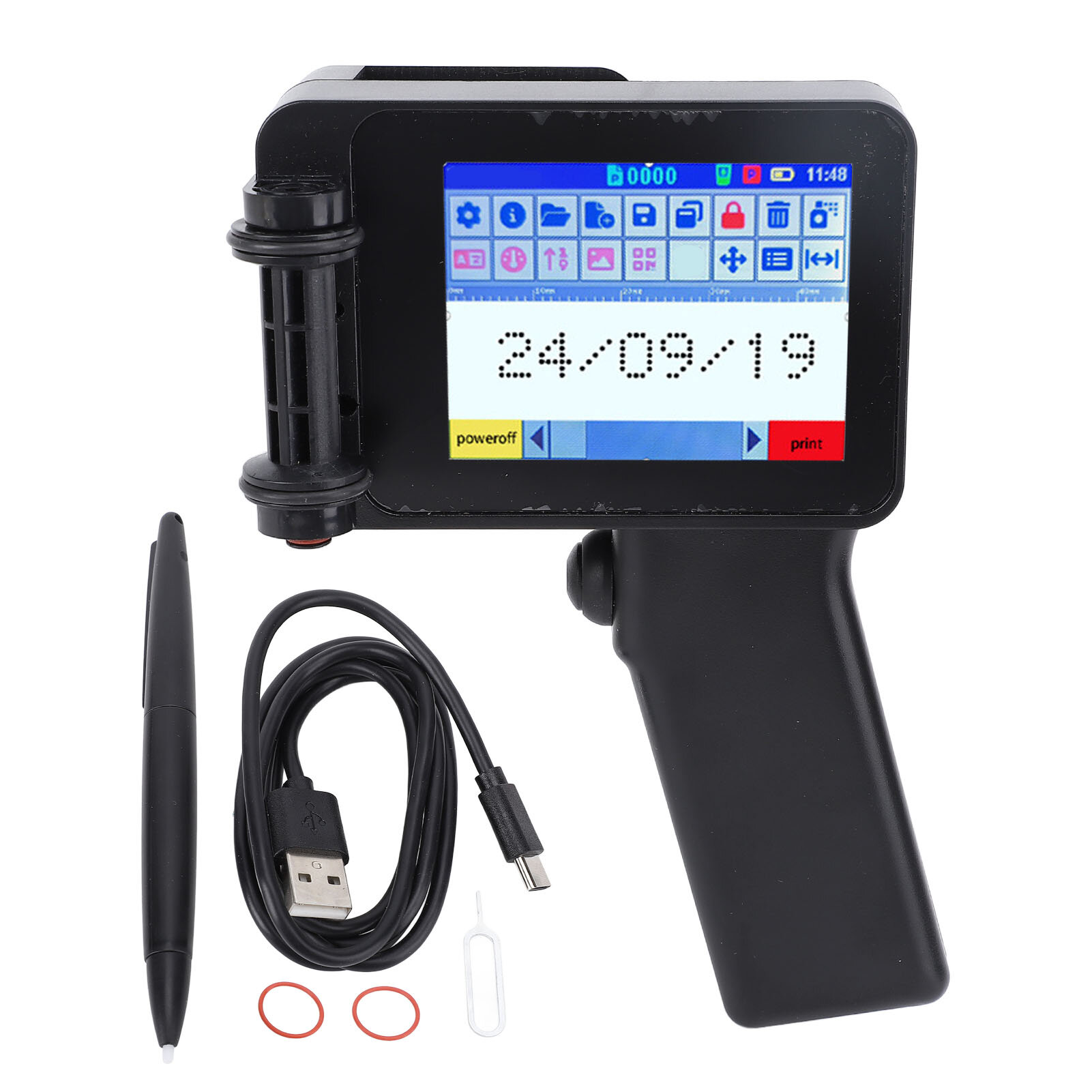 Портативный ручной струйный принтер-пистолет с HD LED-экраном 4,3 дюйма и сенсорным экраном, модель N6, без картриджа, диаметр 12,7 мм, для QR-кодов и штрихкодов.