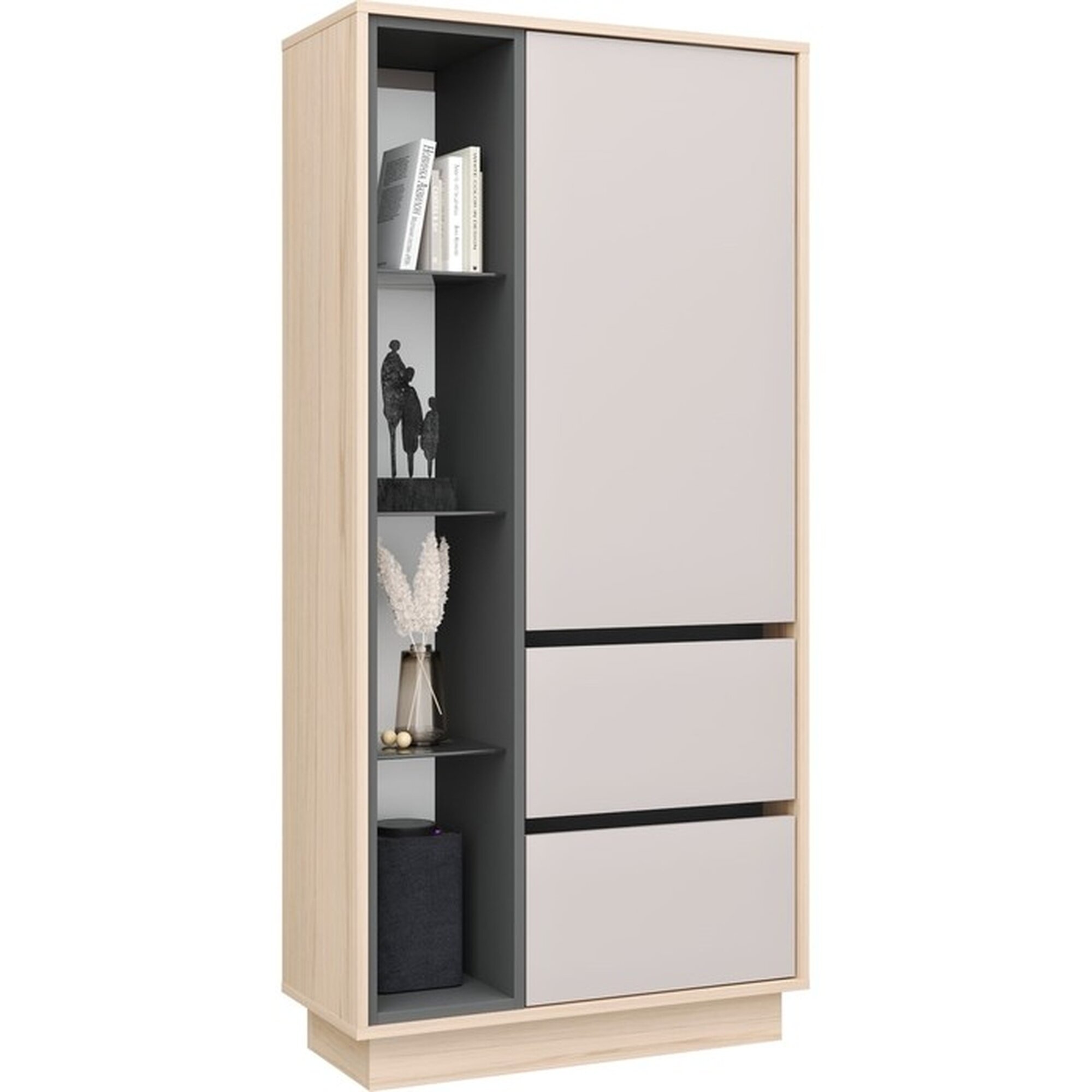 Шкаф пенал в гостиную «Лакки 5.1», 720×320×1500 мм, туя светлая/кашемир