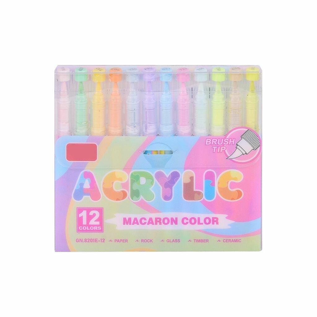 Прямой жидкий маркер с мягкой головкой, акриловая ручка macaron color acrylic pen-8201E