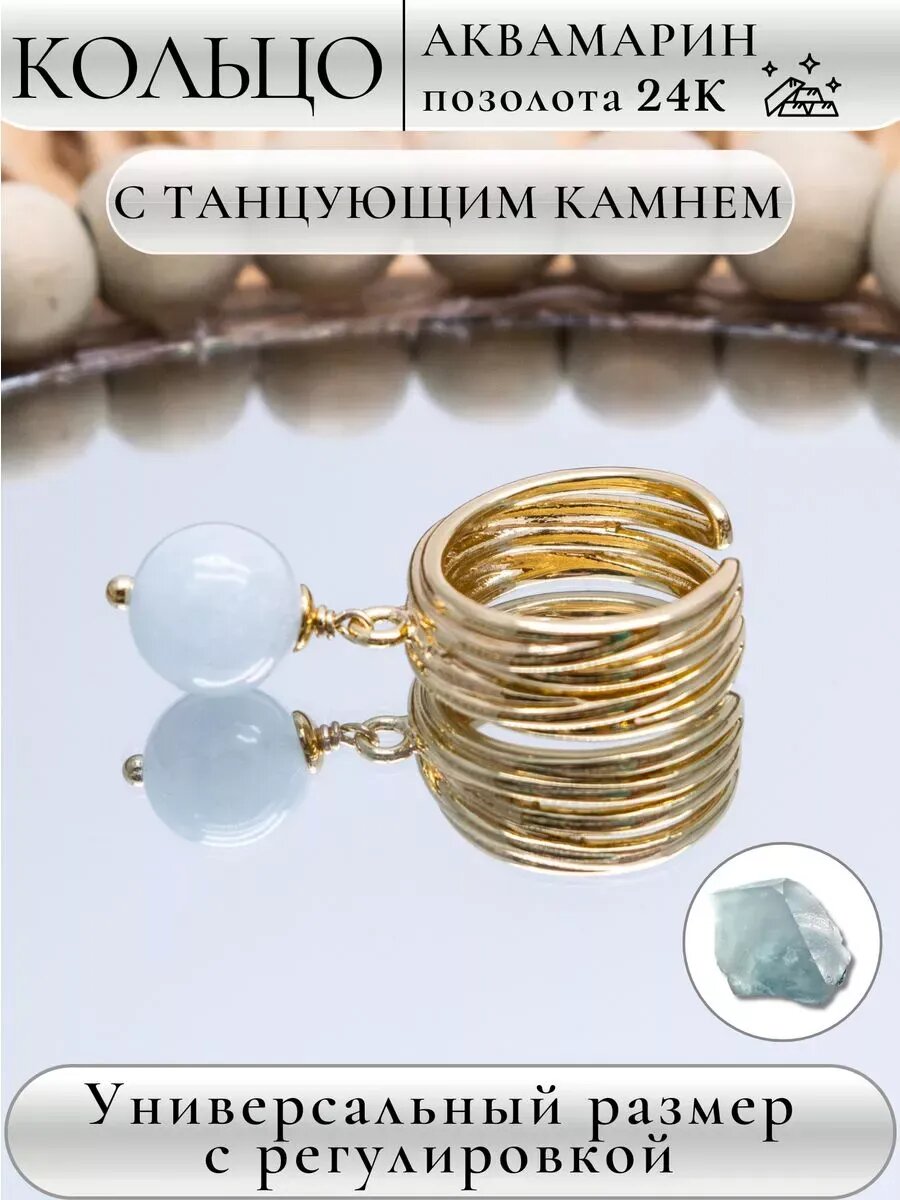 Кольцо, аквамарин