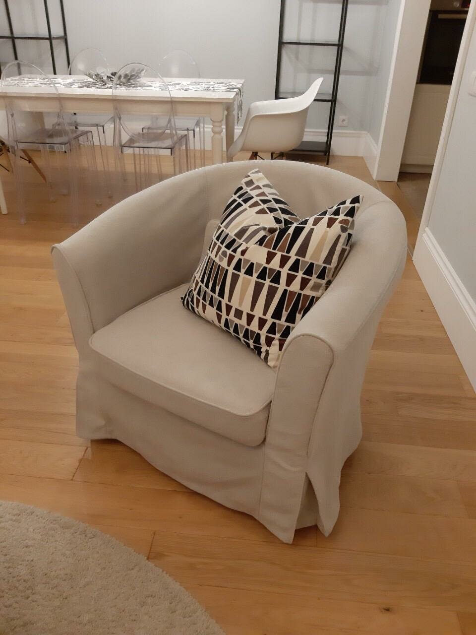 Съемный чехол на кресло IKEA "Тульста" Оттенок Сливочный Ткань Сливочный Велюр