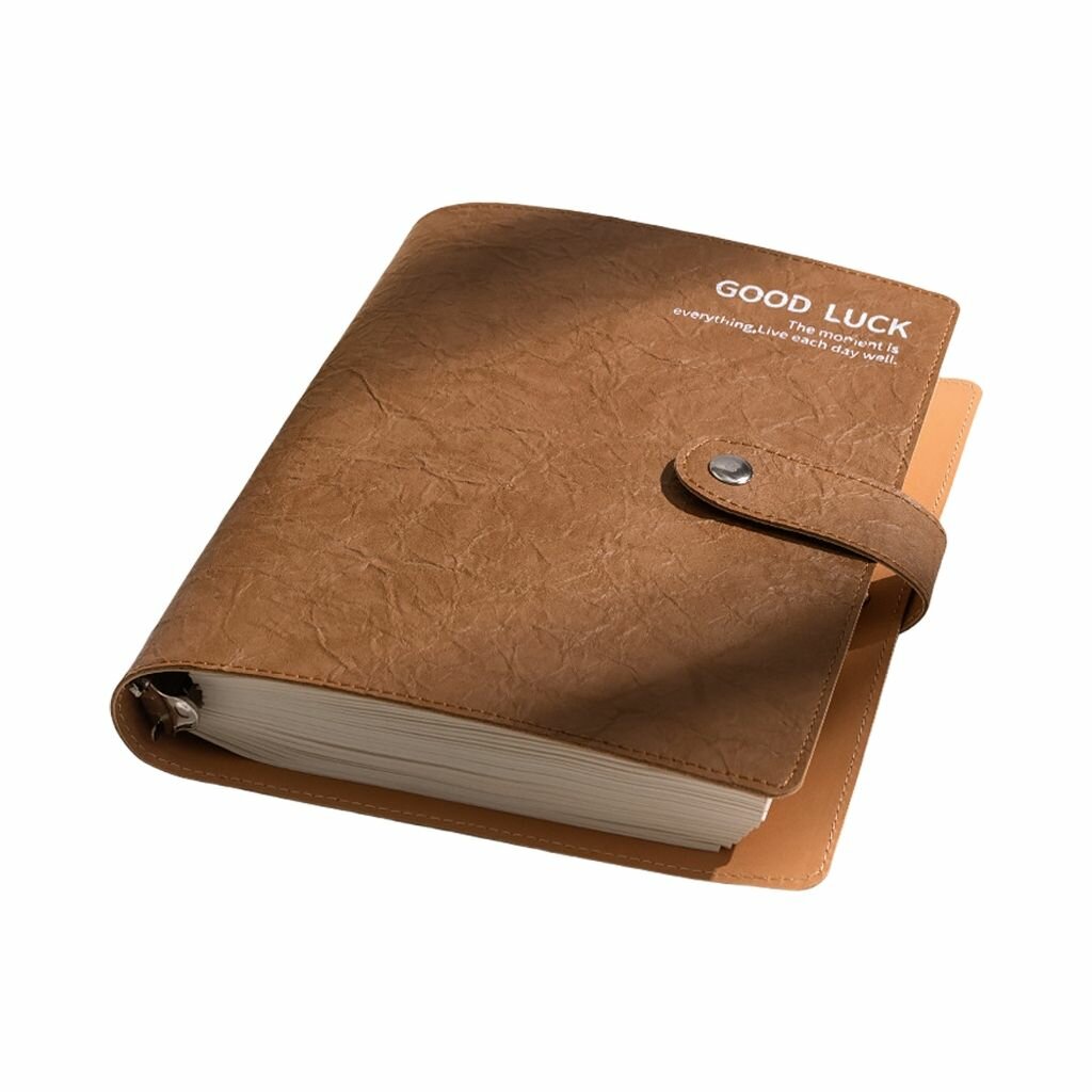 Записная книжка, A5 кожаный блокнот с кнопкой - холодный американский кофе, 120 страниц, 1 шт.