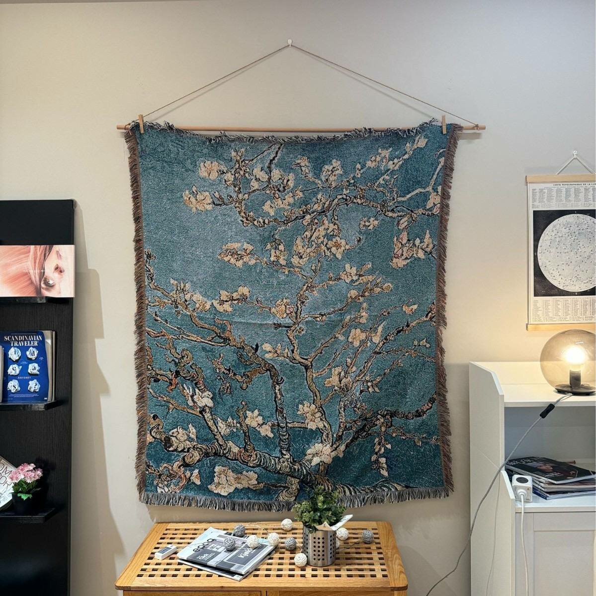 Вязаный плед на кресло и диван, гобелен на стену, коврик 130*160 см