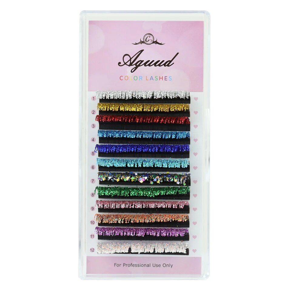 Ресницы для наращивания с блестками, модные Искусственные ресницы разных цветов, профессиональные принадлежности