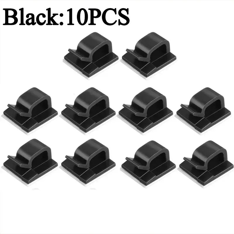 Автомобильные самоклеящиеся зажимы для проводов 10 Pcs black