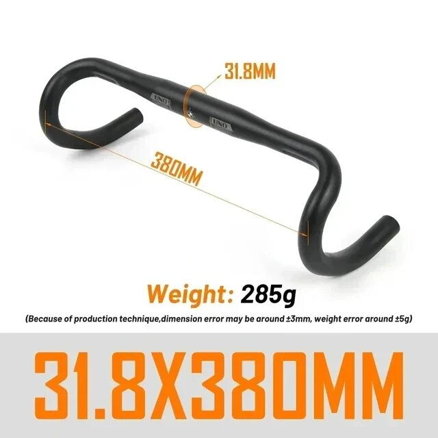 UNO Сверхлегкий руль для дорожного велосипеда, матовый черный/яркое серебро, CR12-BK 31.8x380