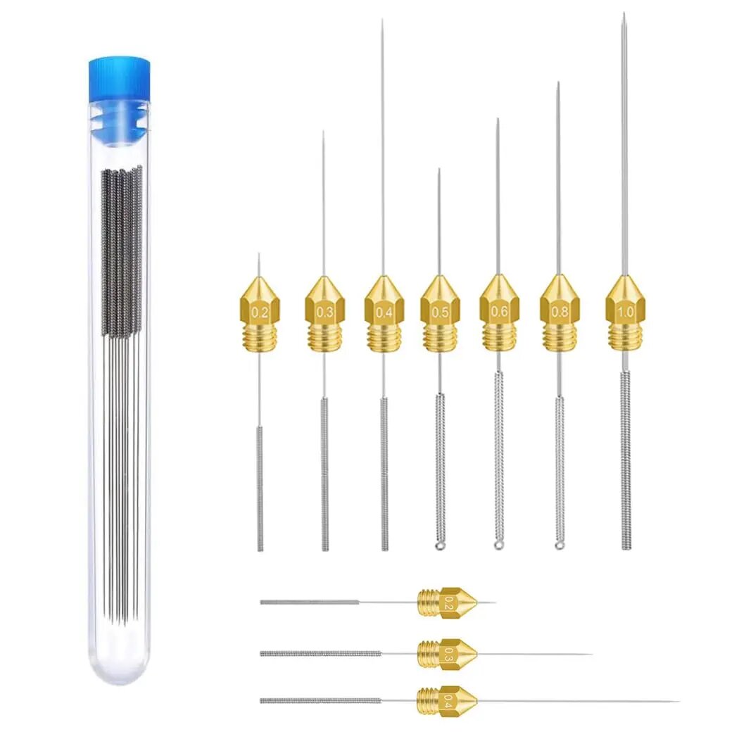 10 шт, инструменты для 3D-принтера, иглы для чистки сопел из нержавеющей стали, насадка E3D V6, насадка MK8, дрели, игла для 3D-принтера