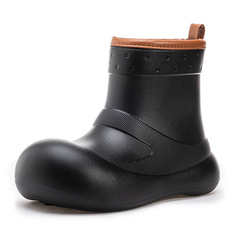 Женские резиновые сапоги, модная трендовая одежда из ЭВА, нескользящие толстые водонепроницаемые туфли, повседневные короткие, износостойкие всесезонные резиновые сапоги, полусапожки