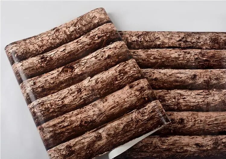 Обои с имитацией дерева 3D ретро ностальгия твердой древесины бревна имитация деревянного узора китайский ресторан обои, 96-11803, 5.3 м²