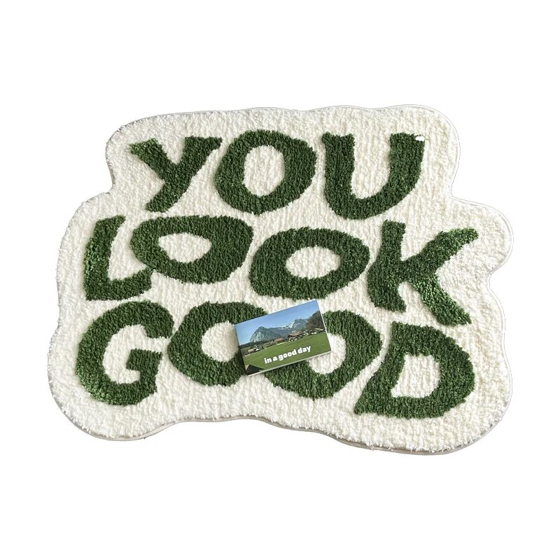 You Look Good Тафтинговый напольный коврик для дома Мягкий нескользящий коврик для ванной Скандинавский дизайн Водопоглощающий кухонный коврик Мох Эстетический ковер Коврик для двери, 54CM X 64CM, Зеленый