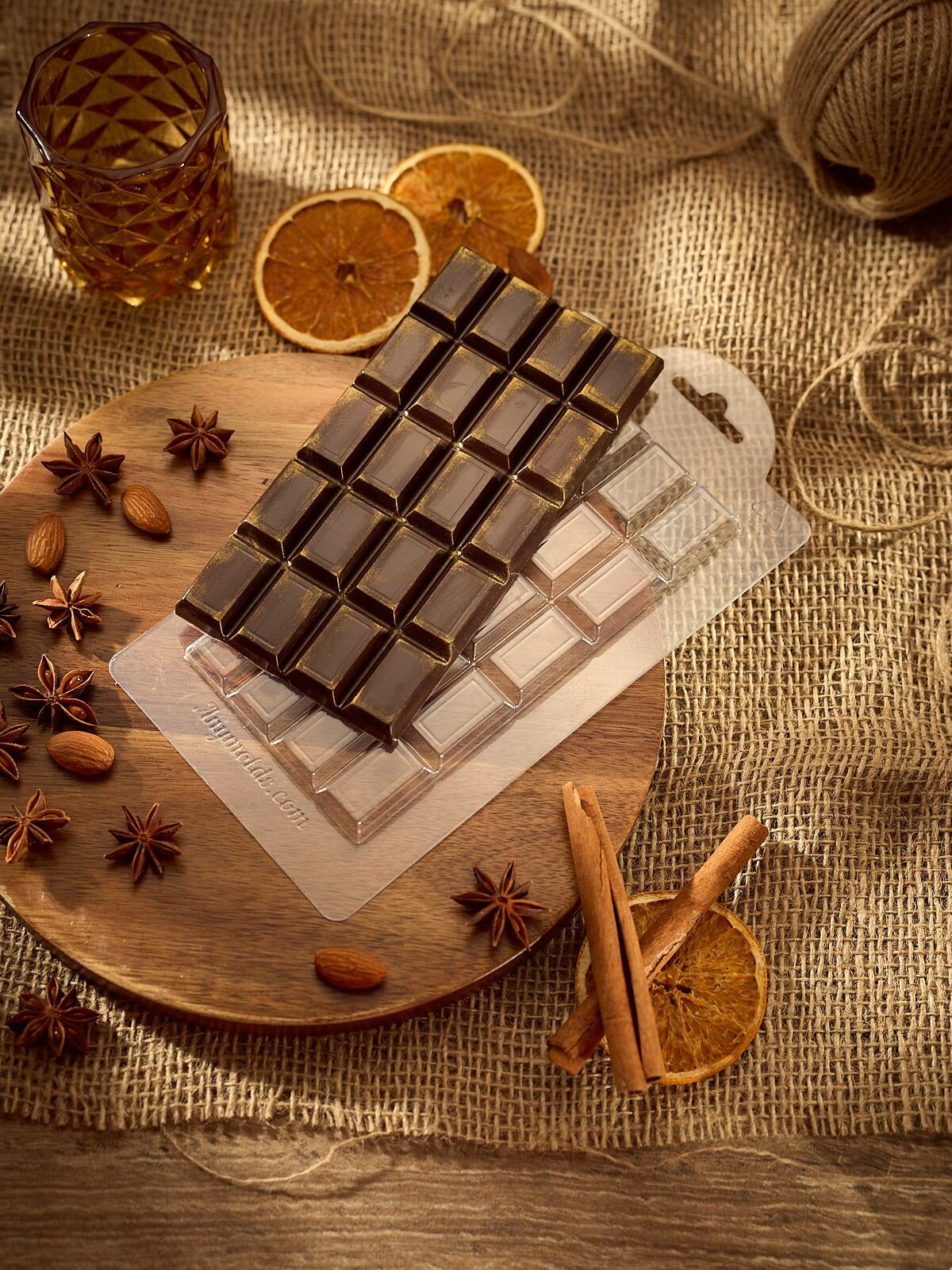 Формочка пластиковая для изготовления мыла, шоколада и гипсовых отливок "Прямоугольники - плитка шоколада"