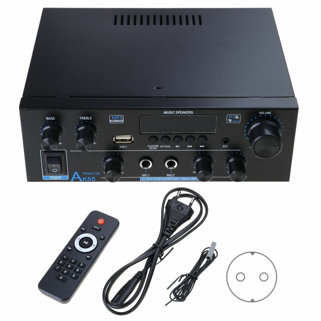 Запчасть для аудиотехники, Мощный Hi-Fi цифровой Bluetooth-усилитель AK55, звуковой усилитель 2.0 канала - европейская версия, 1 комплект