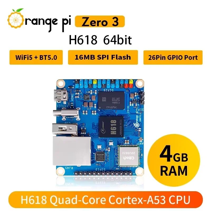 MiiBestOD Orange Pi Zero3 мини ПК 4GB Single Board