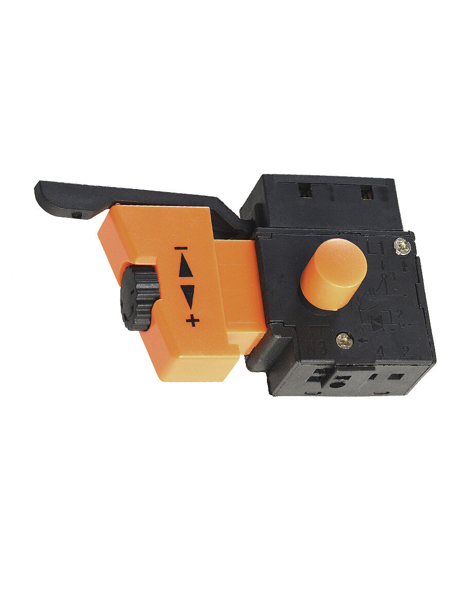 Выключатель FA2-6/1BEK, с фиксатором, реверсом и регулятором оборотов, для китайских дрелей6Р мод.12/5А