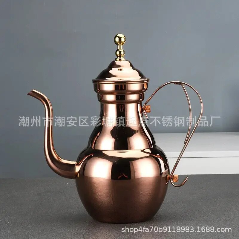 Серебристый золотой арабский чайник из нержавеющей стали, L 1.5L