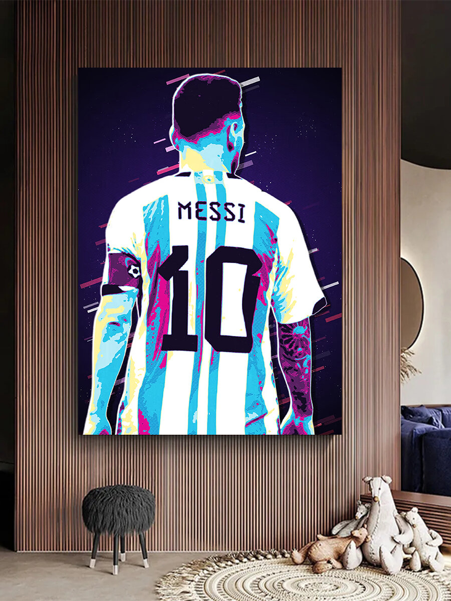 Картина интерьерная на стену - "Футбол, Лионель Месси / Lionel Messi" , 60х80 см.