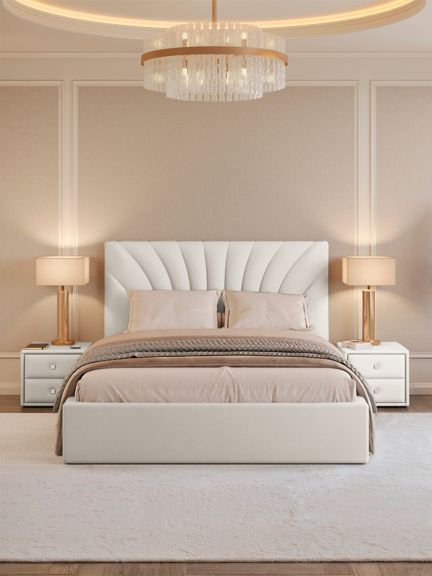 Кровать двуспальная 200х200 с подъемным механизмом, Ариэль с мягким изголовьем для дома и спальни, ортопедическое основание, ящик для белья