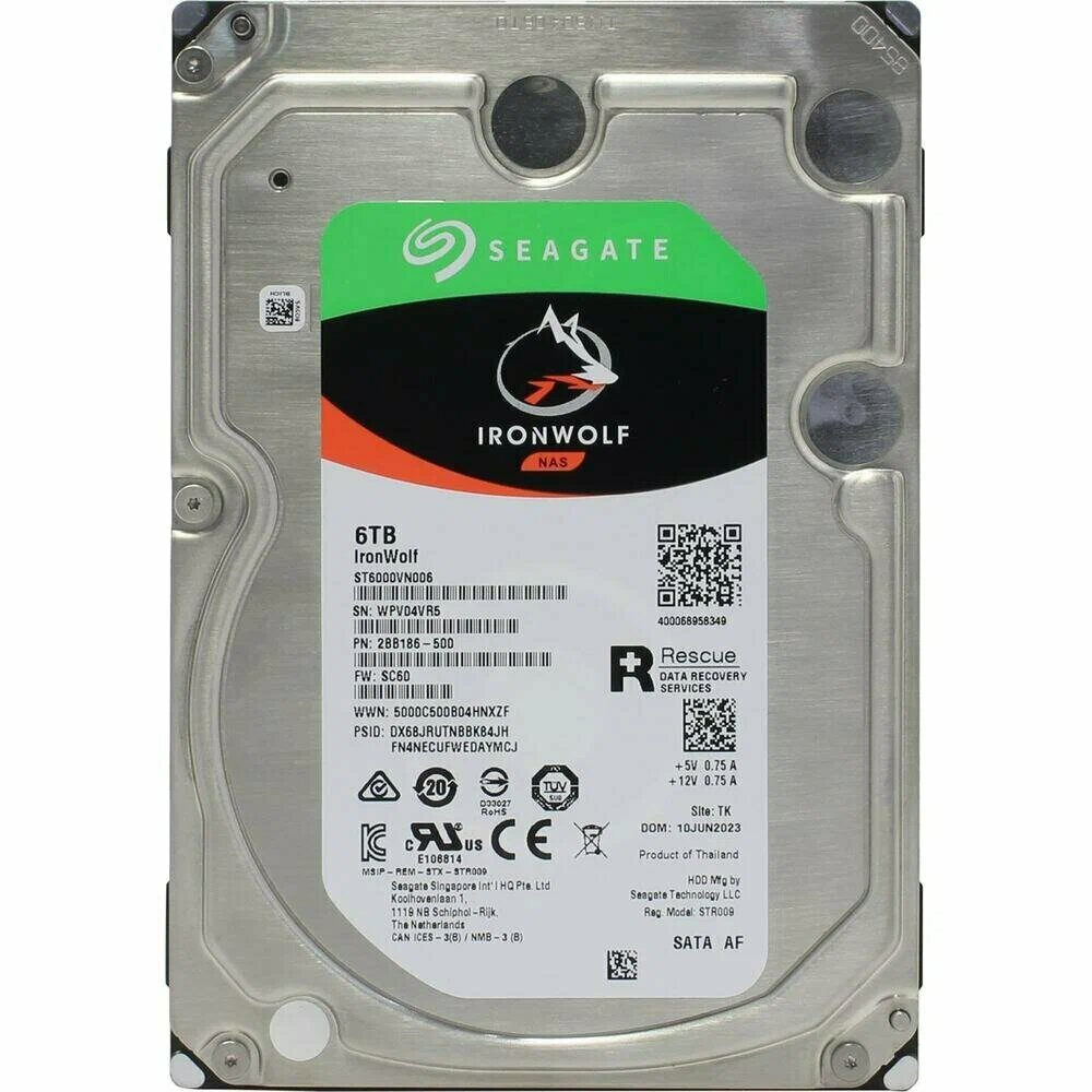 Жесткий диск Seagate SATA-III 6TB ST6000VN006 NAS Ironwolf 4KN (5400rpm) 256Mb 3.5