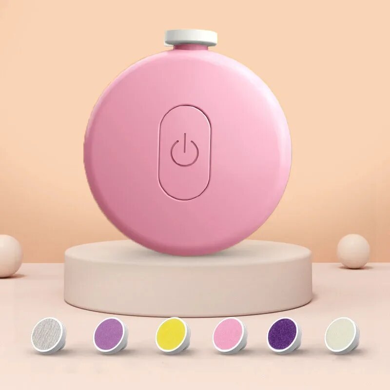 Розовый электрический триммер для ногтей детский, 6 шт, Color: Розовый, Color: D without battery